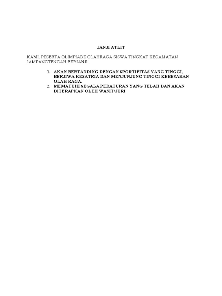 JANJI ATLIT DAN WASIT | PDF