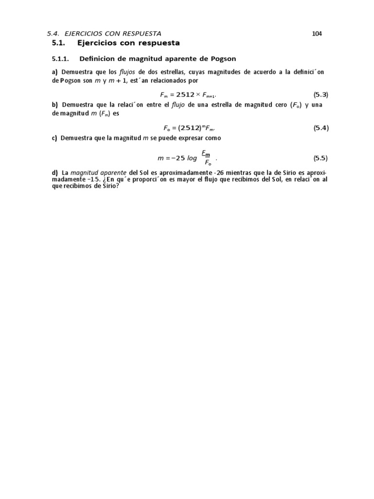 Definicion de Magnitud Aparente de Pogson | PDF | Magnitud aparente ...