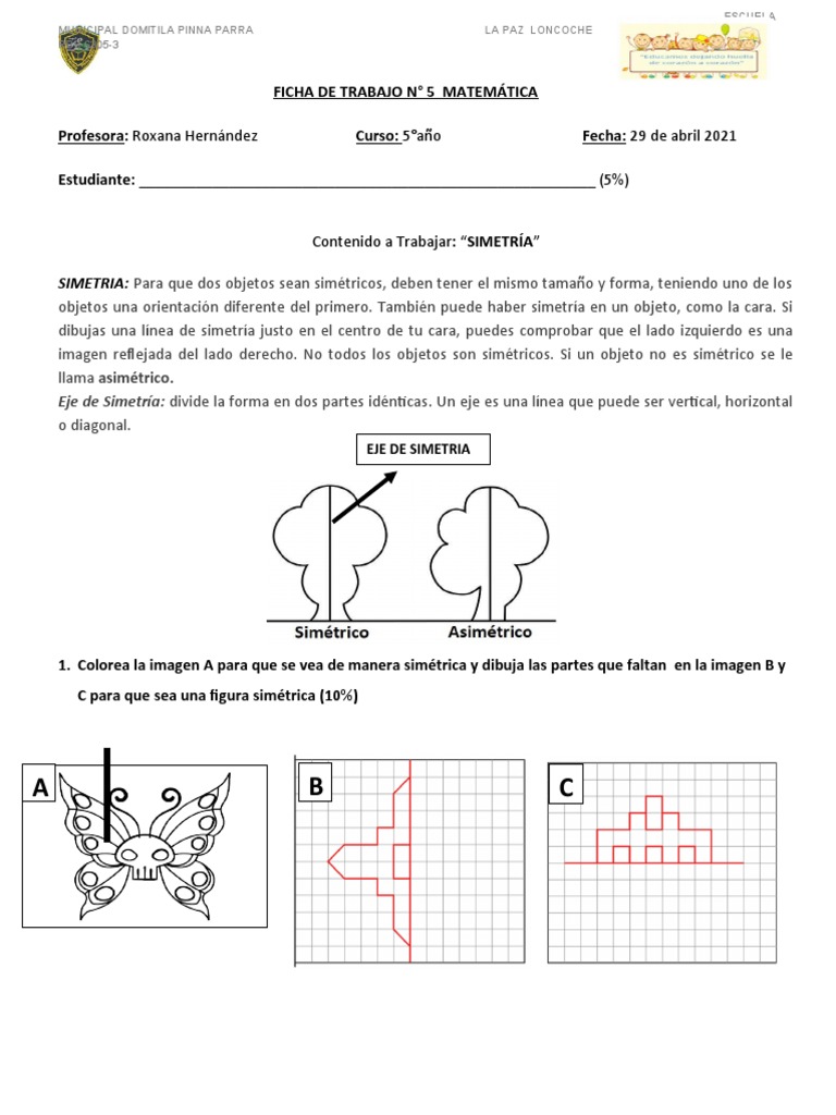 Ficha 5-5° SIMETRÍA | PDF | Simetría | Geometría