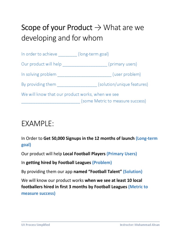 Scope of Your Product Template | PDF
