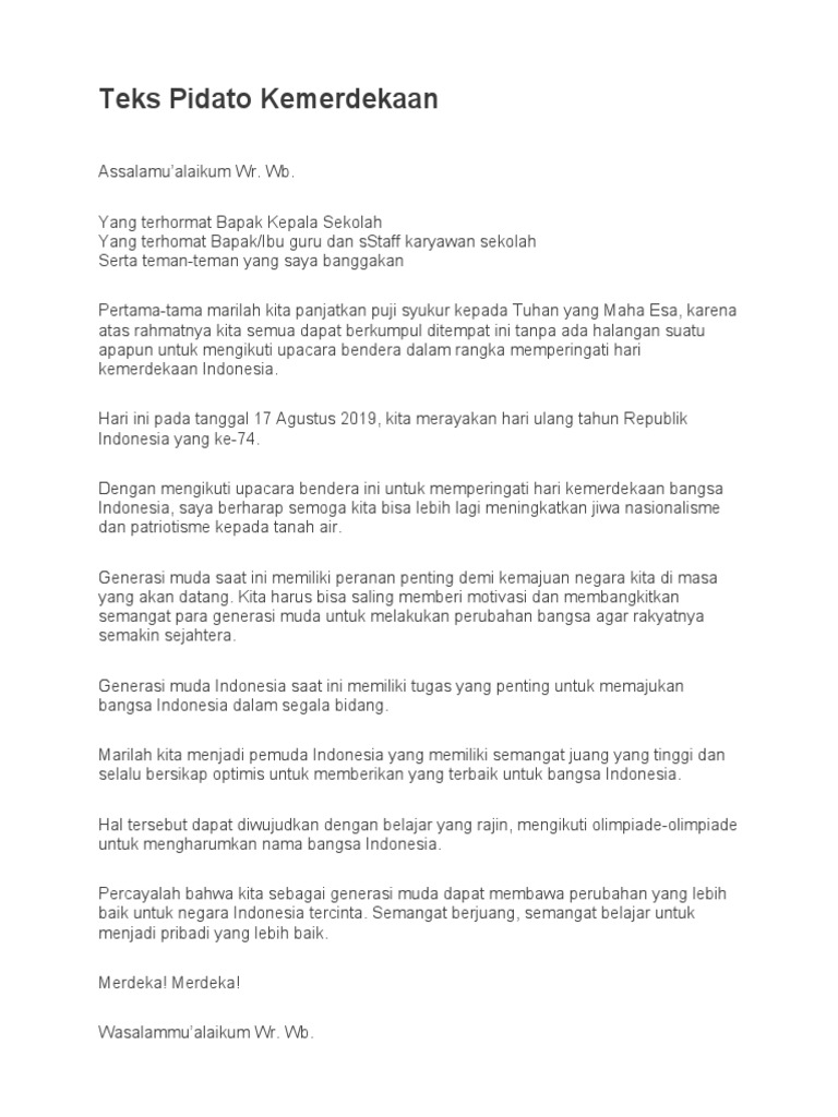Pidato Kemerdekaan untuk Anak SD | PDF | Perjalanan | Gaya Hidup