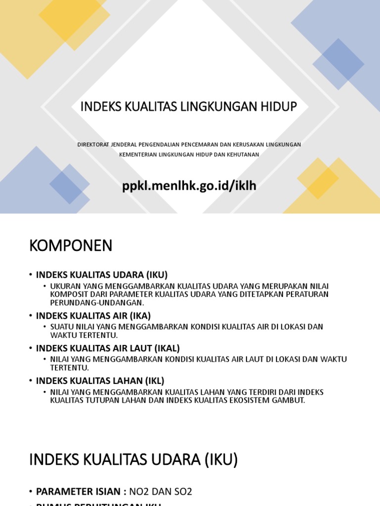 INDEKS KUALITAS LINGKUNGAN HIDUP (IKLH | PDF