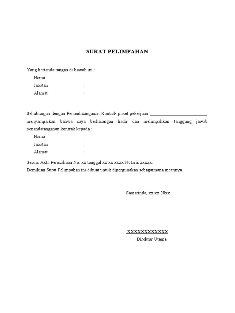 Contoh Surat Pelimpahan | PDF
