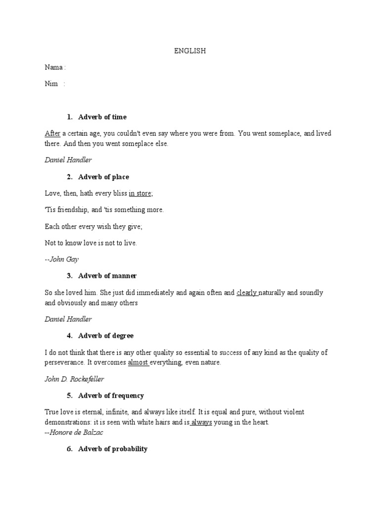 Adverb of Time: Daniel Handler | PDF