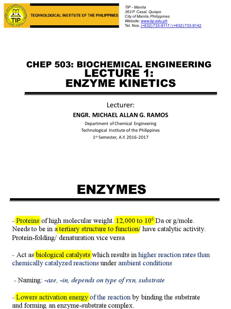Lecture 1 Enzyme Kinetics Pdf Enzyme Kinetics Enzyme