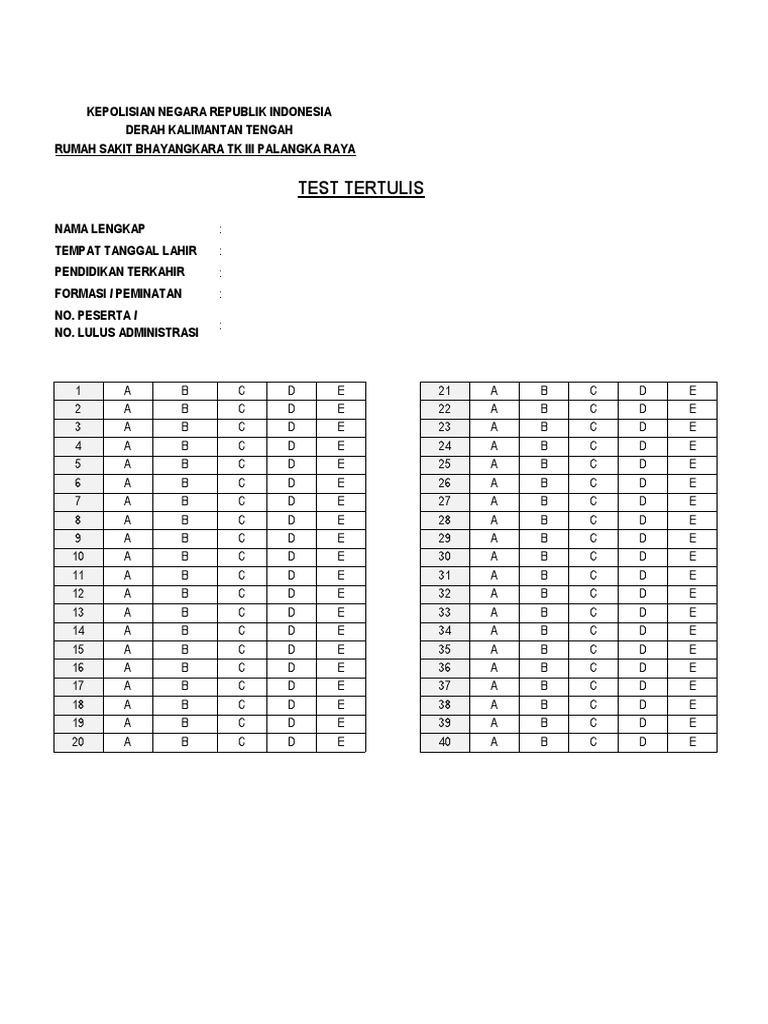 Lembar Jawaban Abcde | PDF