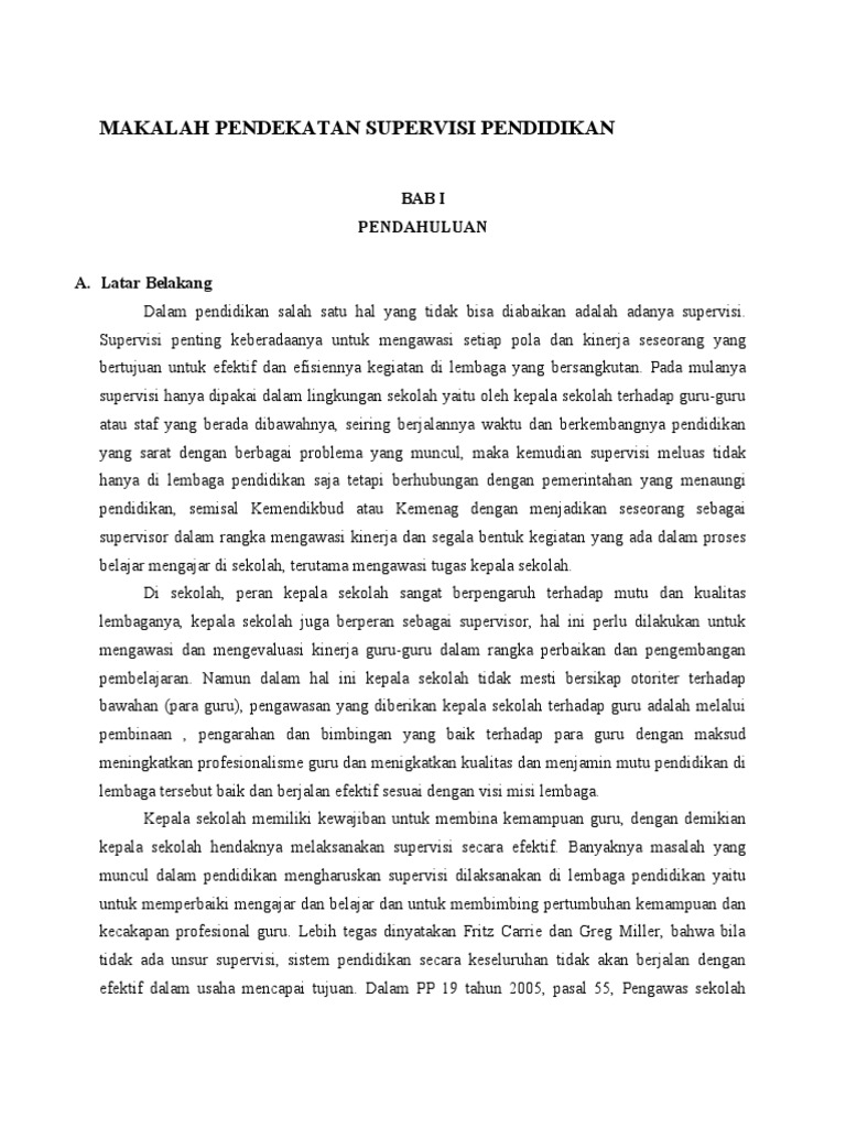 Makalah Pendekatan Supervisi Pendidikan | PDF