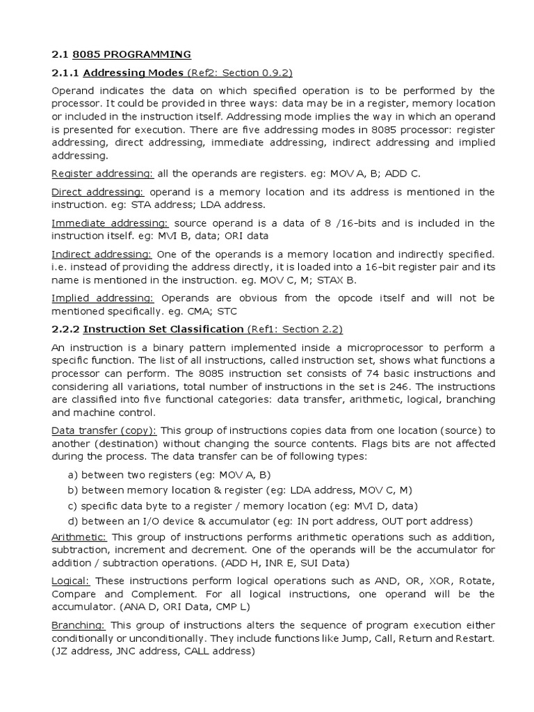 2.1 8085 PROGRAMMING 2.1.1 Addressing Modes (Ref2: Section 0.9.2) | PDF ...