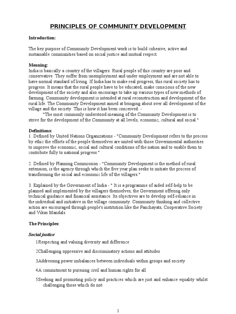 Principles of Community Development, Community Work and Community ...