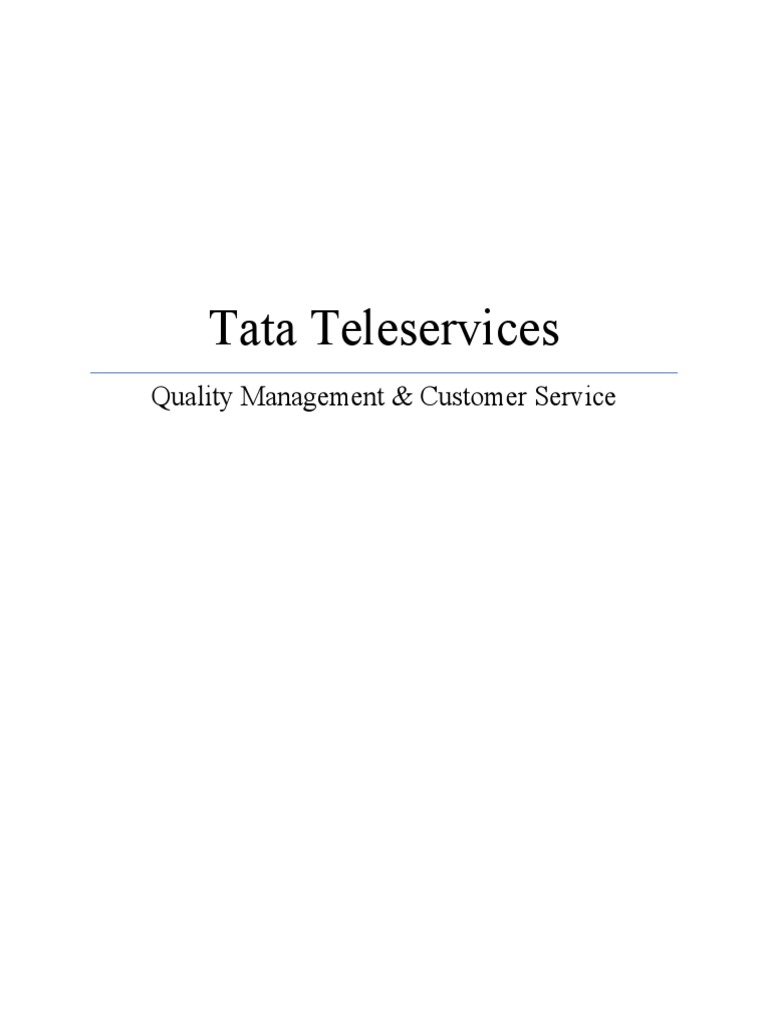 Quality Management at Tata Teleservices | PDF | Service Industries ...