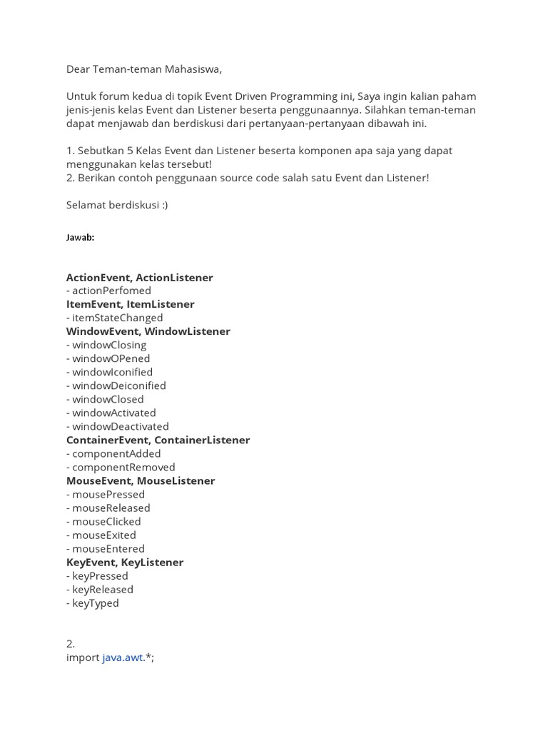 Event Class Dan Listener Class 3 | PDF | Teknologi & Rekayasa