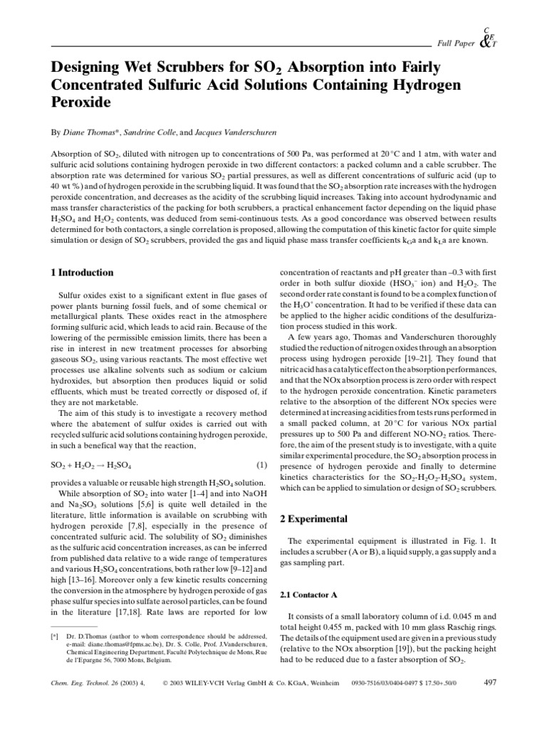 SO2 Scrubbing with Caustic Solutions | PDF | Sulfur Dioxide | Hydrogen ...