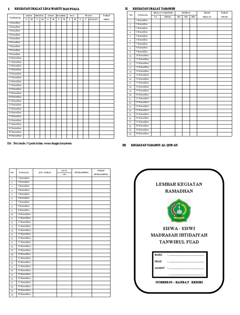 Ramadhan Activity Log for Students | PDF | Semitic Words And Phrases ...