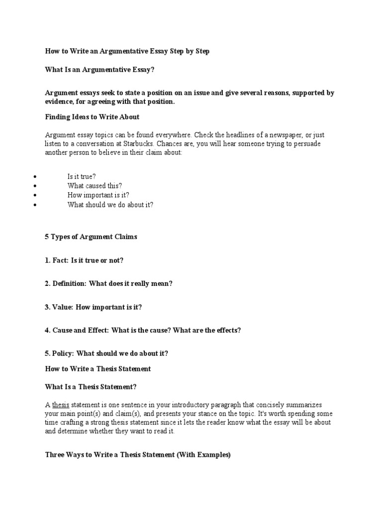 How To Write An Argumentative Essay Step by Step | PDF | Essays | Argument