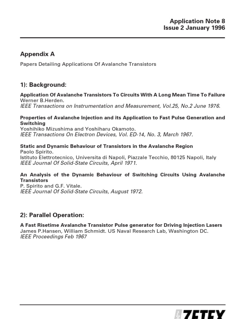 Avalanche Transistors | PDF | Technology & Engineering