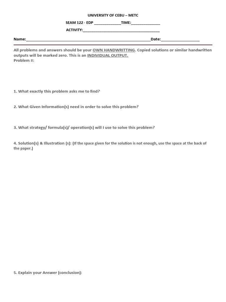 Format For Quiz and Assignment | PDF