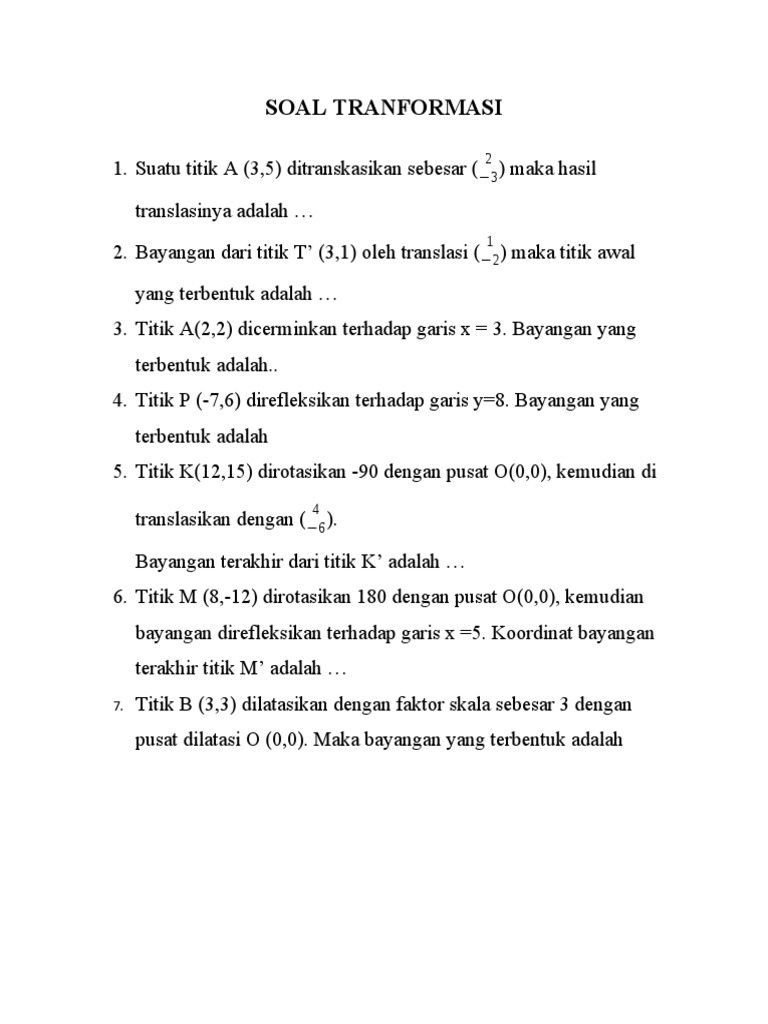 Soal Transformasi | PDF | Metode & Bahan Ajar