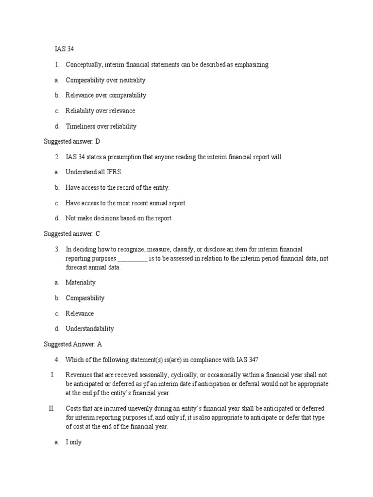 Ias 34 Questions by Group 3 | PDF
