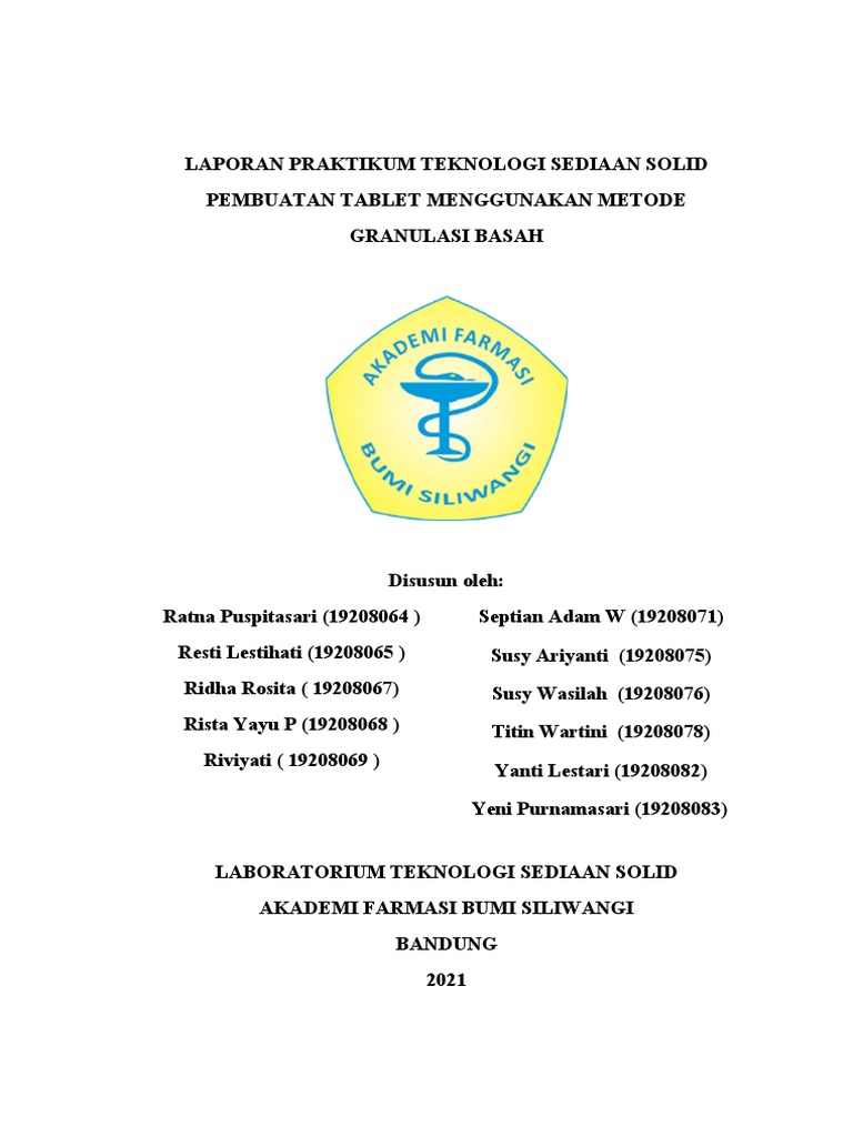 Laporan Praktikum Teknologi Sediaan Solid | PDF