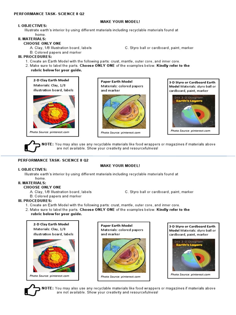 Performance Task | PDF | Structure Of The Earth | Terrestrial Planets