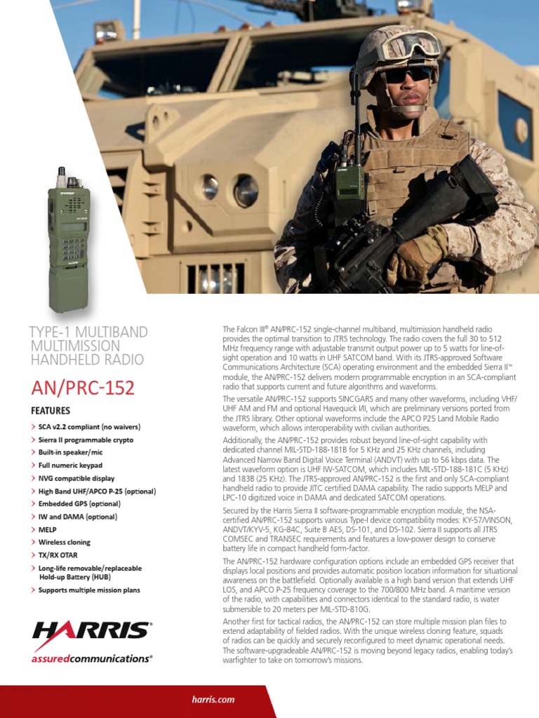 AN/PRC-152: Type-1 Multiband Multimission Handheld Radio | PDF | Radio ...