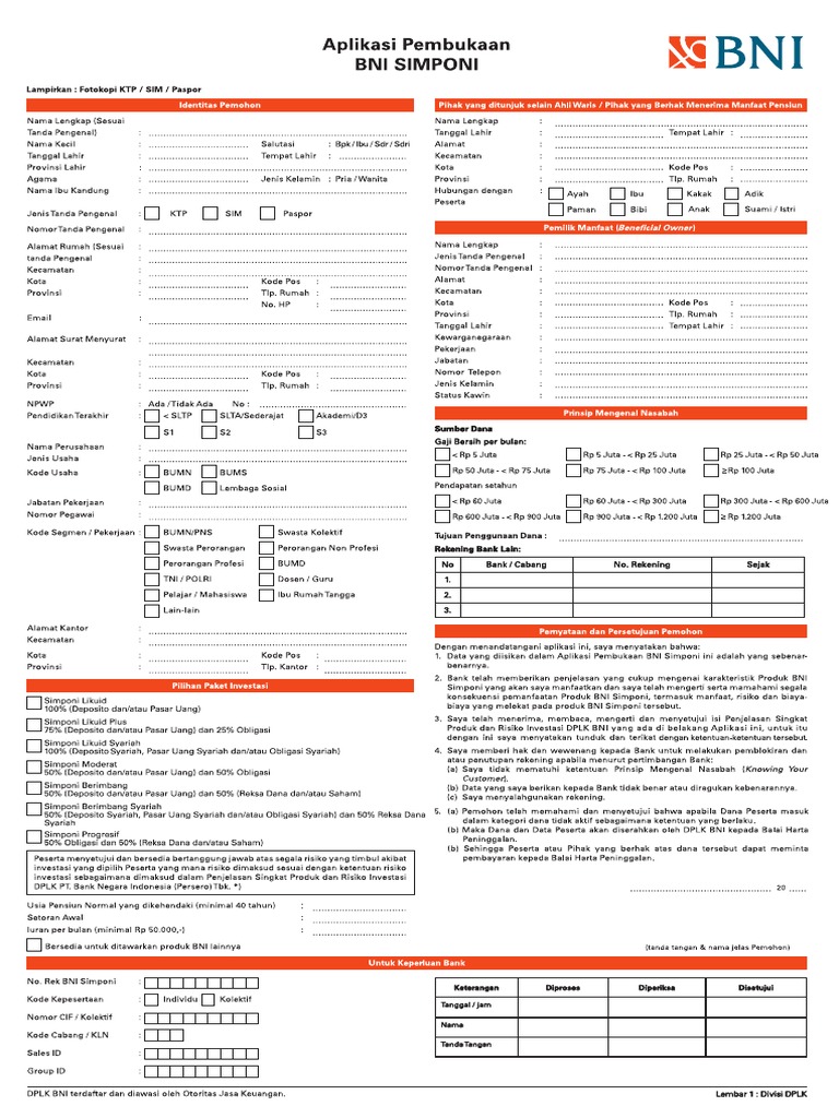 Aplikasi Pembukaan BNI SIMPONI | PDF