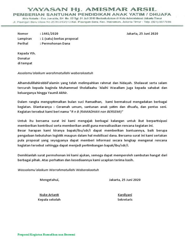 (DOC) Proposal Kegiatan Bulan Ramadhan Terbaru | PDF