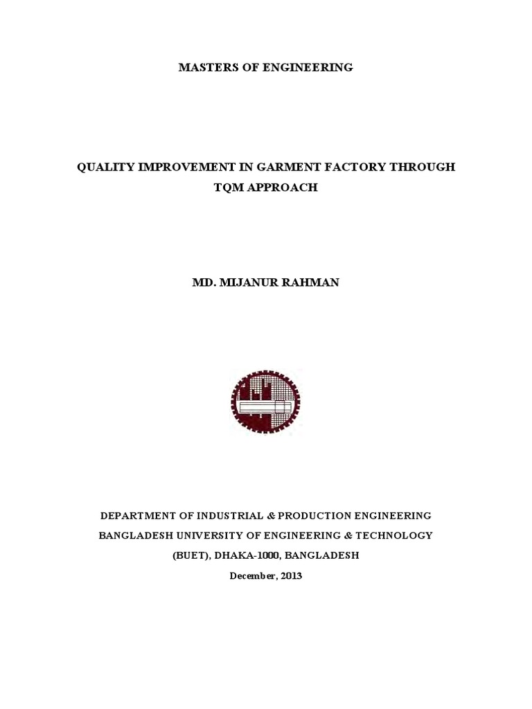 Full Thesis | PDF | Quality Management | Clothing