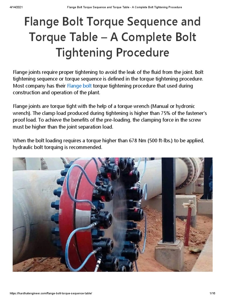 Flange Bolt Torque Sequence Guide | PDF | Screw | Mechanical Engineering