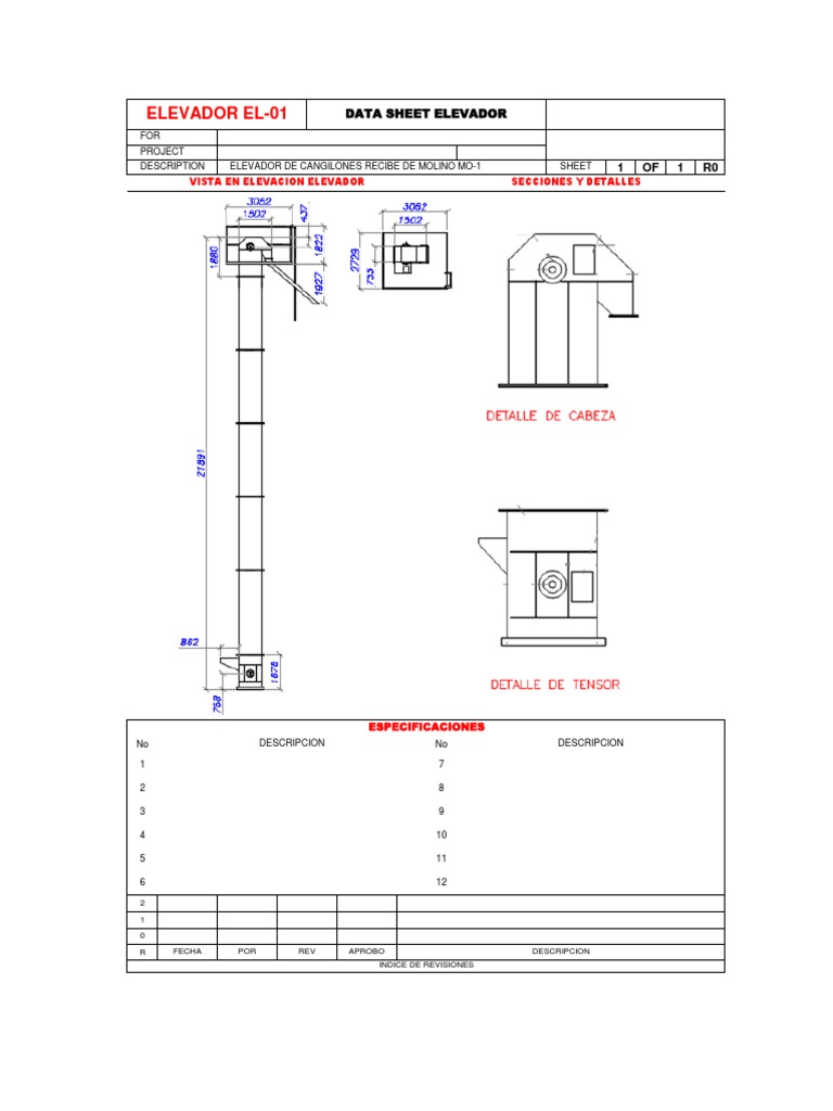 Tipical Bucket Elevator Data Sheet | PDF