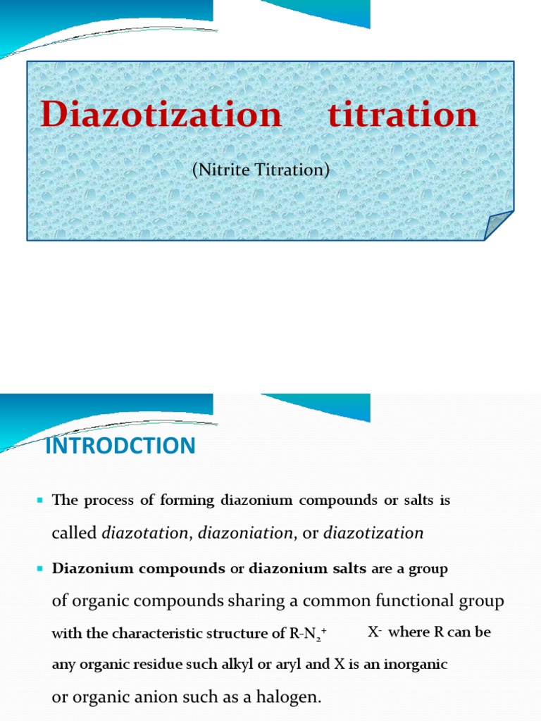 Basics of Nitrite Titration | PDF | Amine | Nitrite