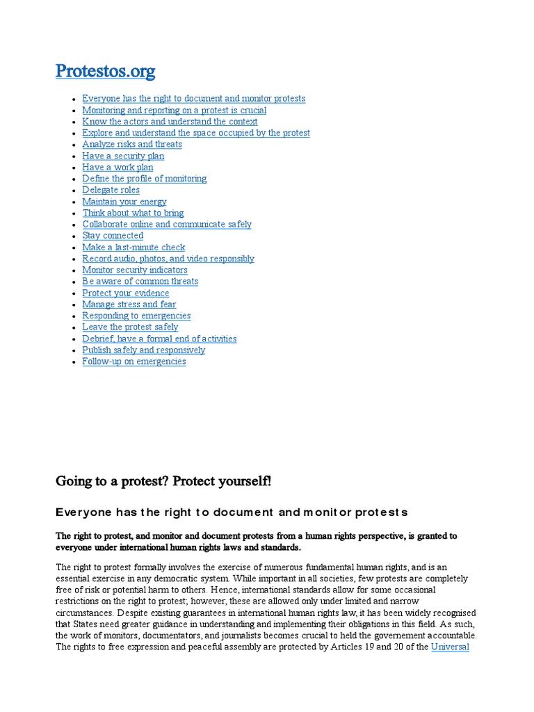Guide to Monitoring Protests Safely and Effectively | PDF ...