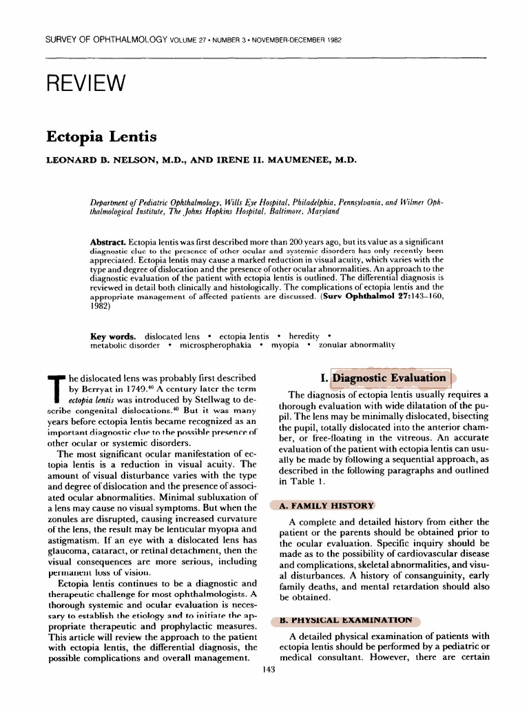 Review: Ectopia Lentis | PDF | Human Eye | Ophthalmology