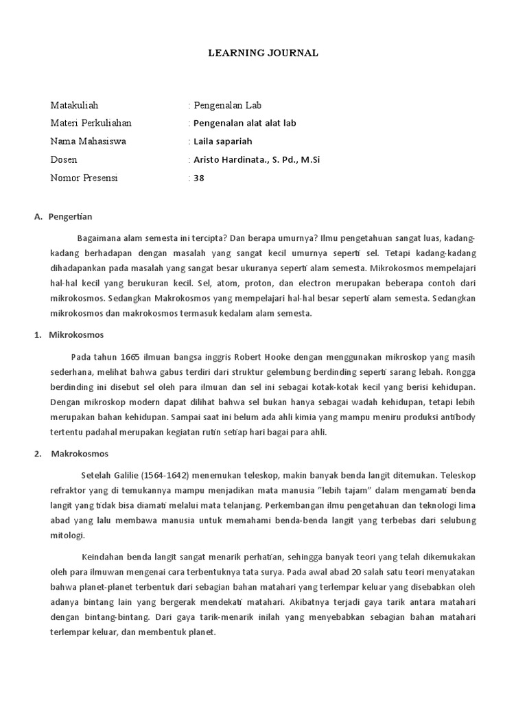 Learning Journal - Ipba - Alam Semesta | PDF