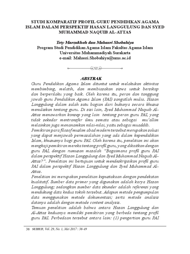 10-11 Studi Komparatif Profil Guru Pendidikan Agama Islam Dalam Perspektif Hasan Langgulung Dan ...