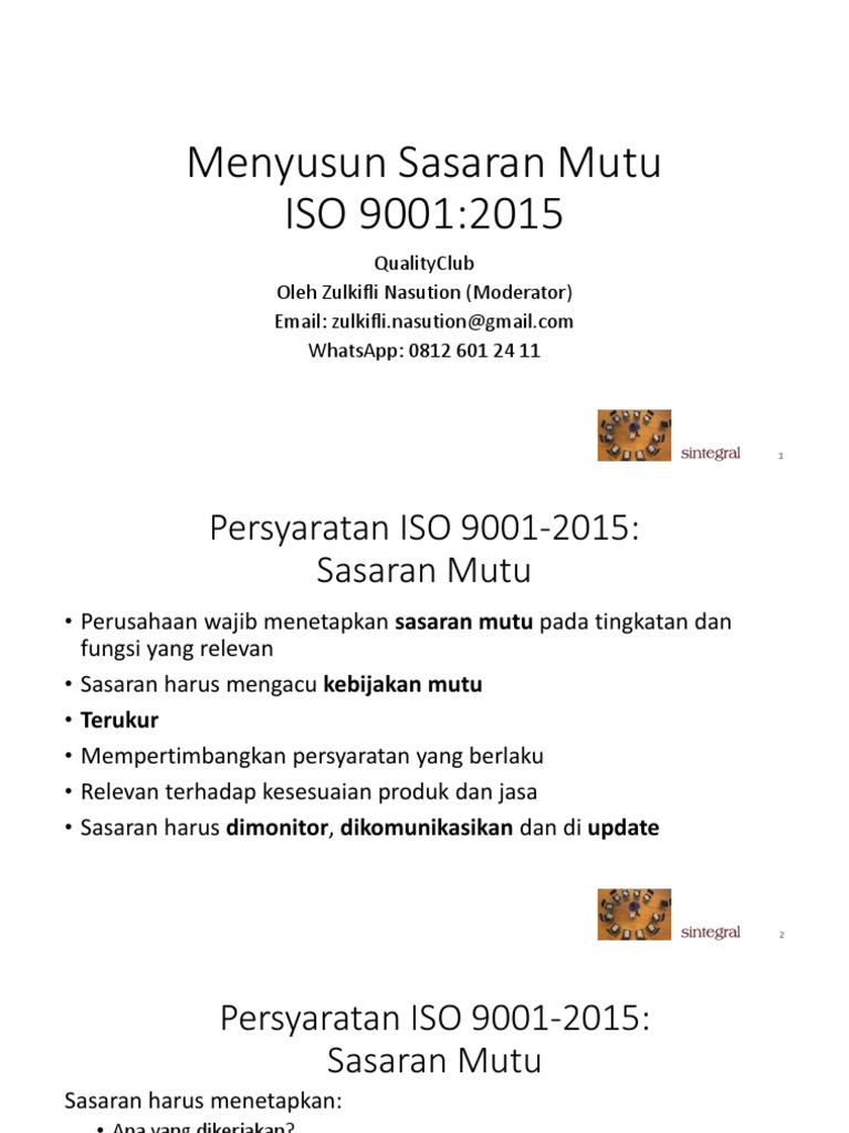 Sasaran Mutu ISO 9001 2015 | PDF