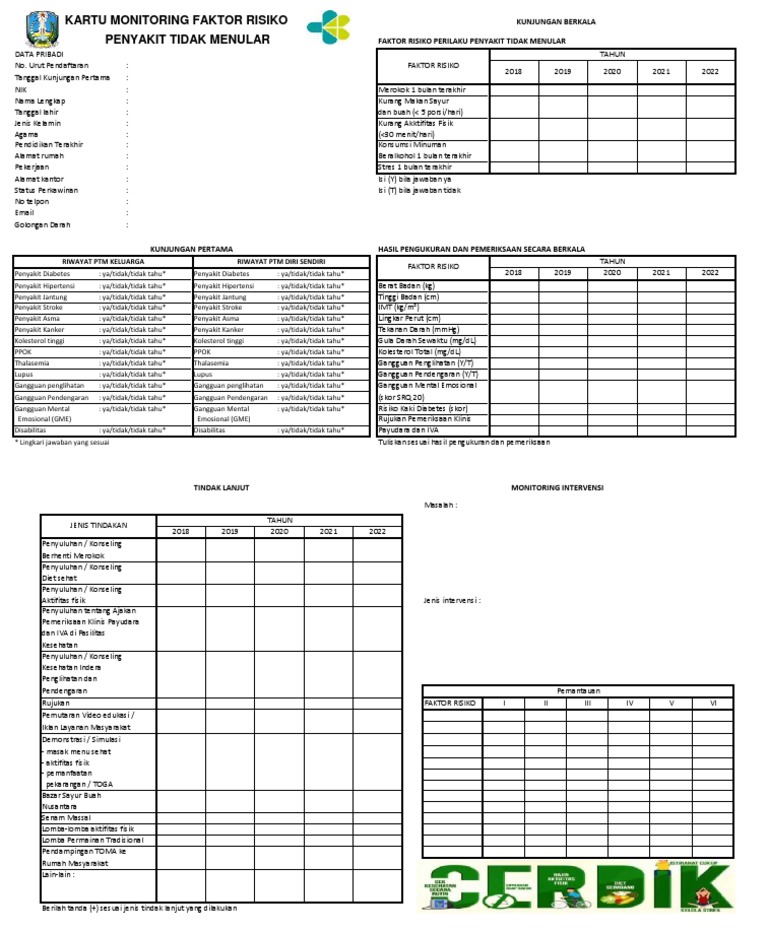 Kartu Monitoring FR PTM PDF | PDF