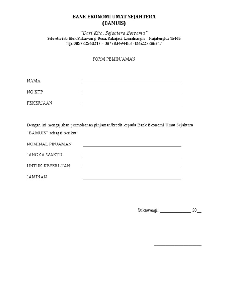 Form Peminjaman | PDF