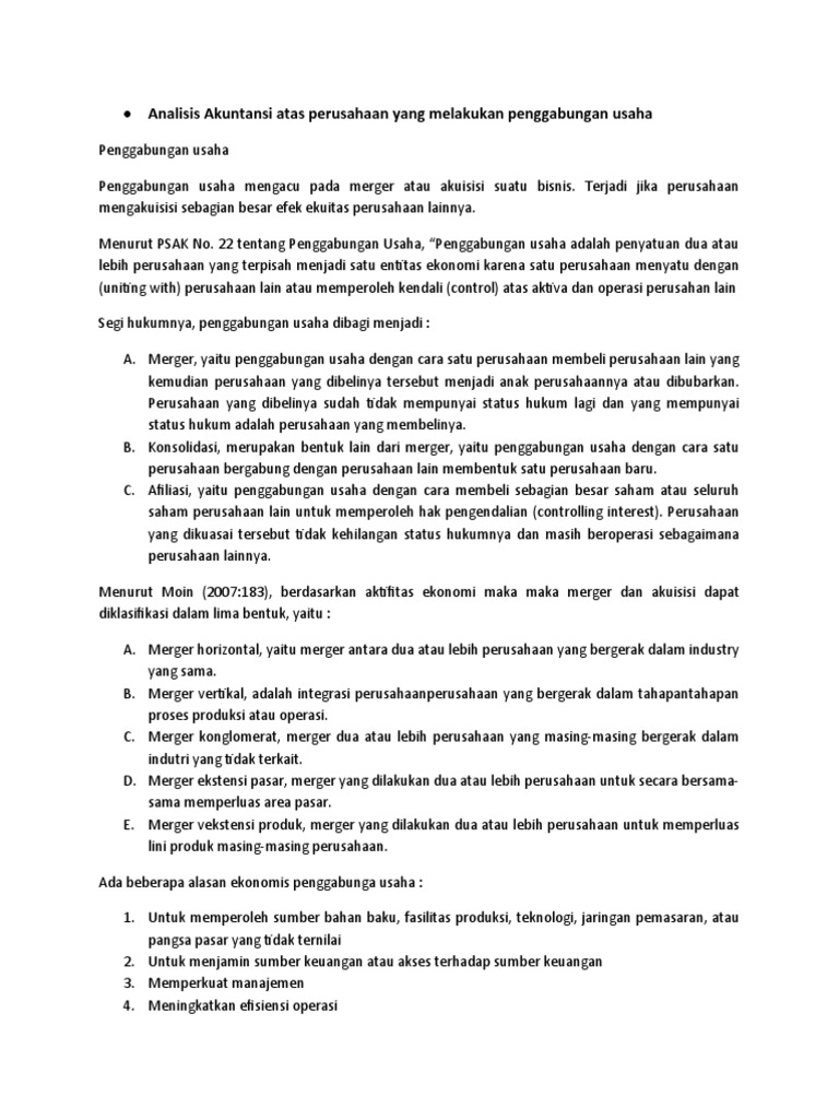 Akuntansi Penggabungan Usaha | PDF