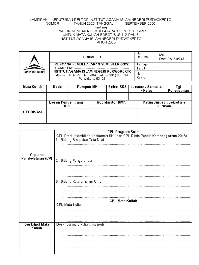 Format RPS Baru 2020 | PDF