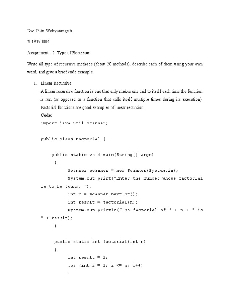 Type of Recursion | PDF | Applied Mathematics | Control Flow Type of Recursion | PDF | Applied Mathematics | Control Flow
