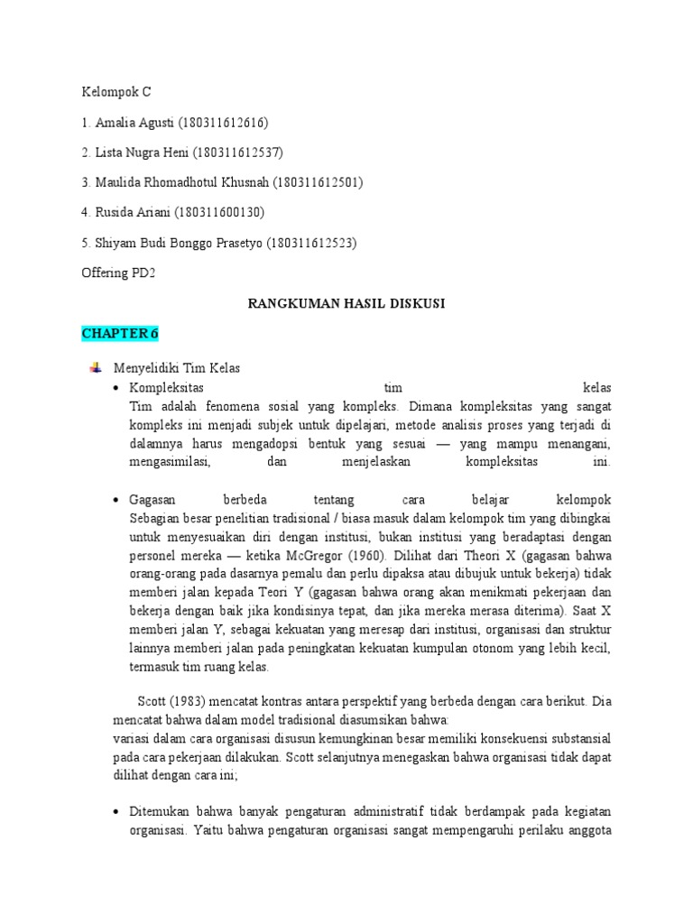Rangkuman Hasil Diskusi Kelompok C Pertemuan 7 | PDF