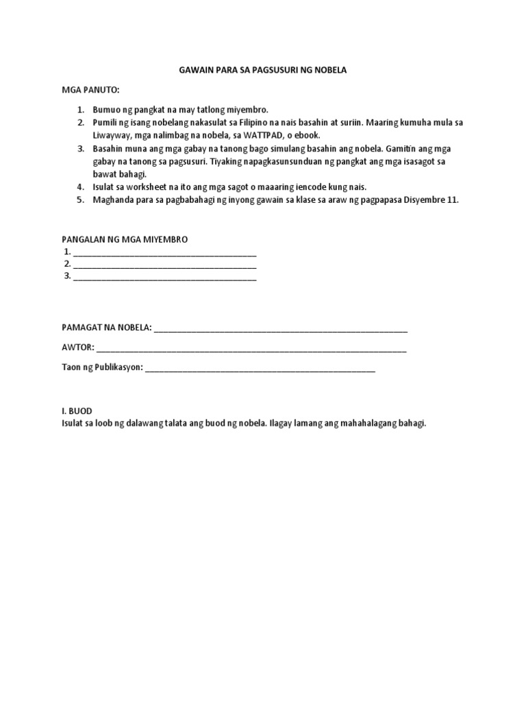 Gawain Pagsusuri NG Nobela | PDF