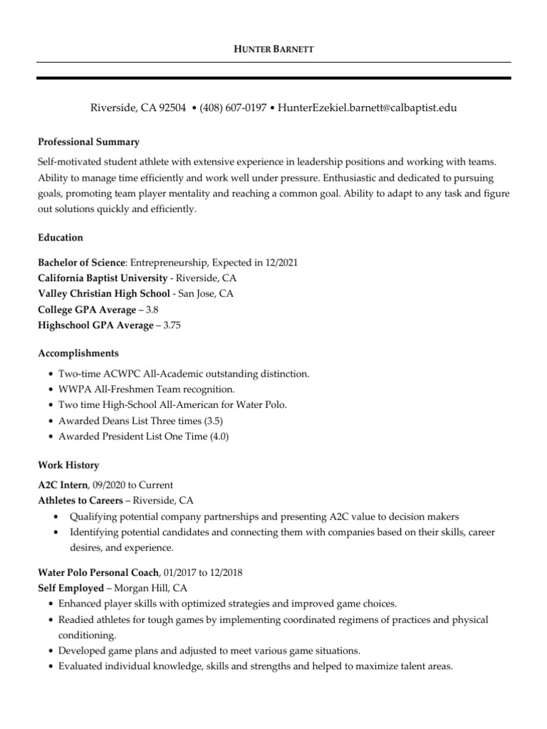 Hunter Barnett Resume | PDF