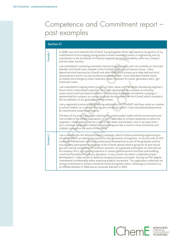 Y - OPY: Competence and Commitment Report - Past Examples | PDF ...