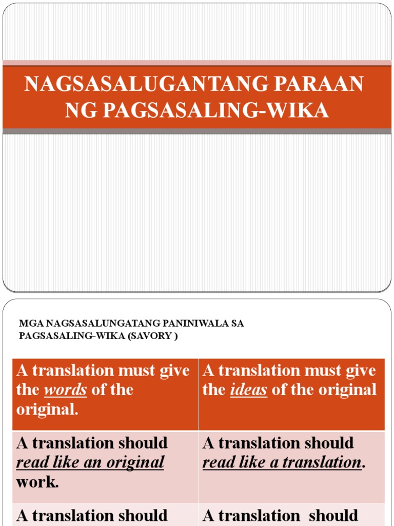 Nagsasalugantang Paraan NG Pagsasaling-Wika | PDF