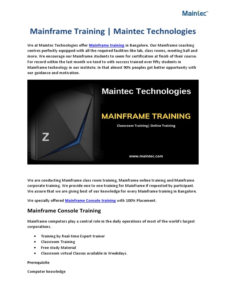 Mainframe Training Content | PDF