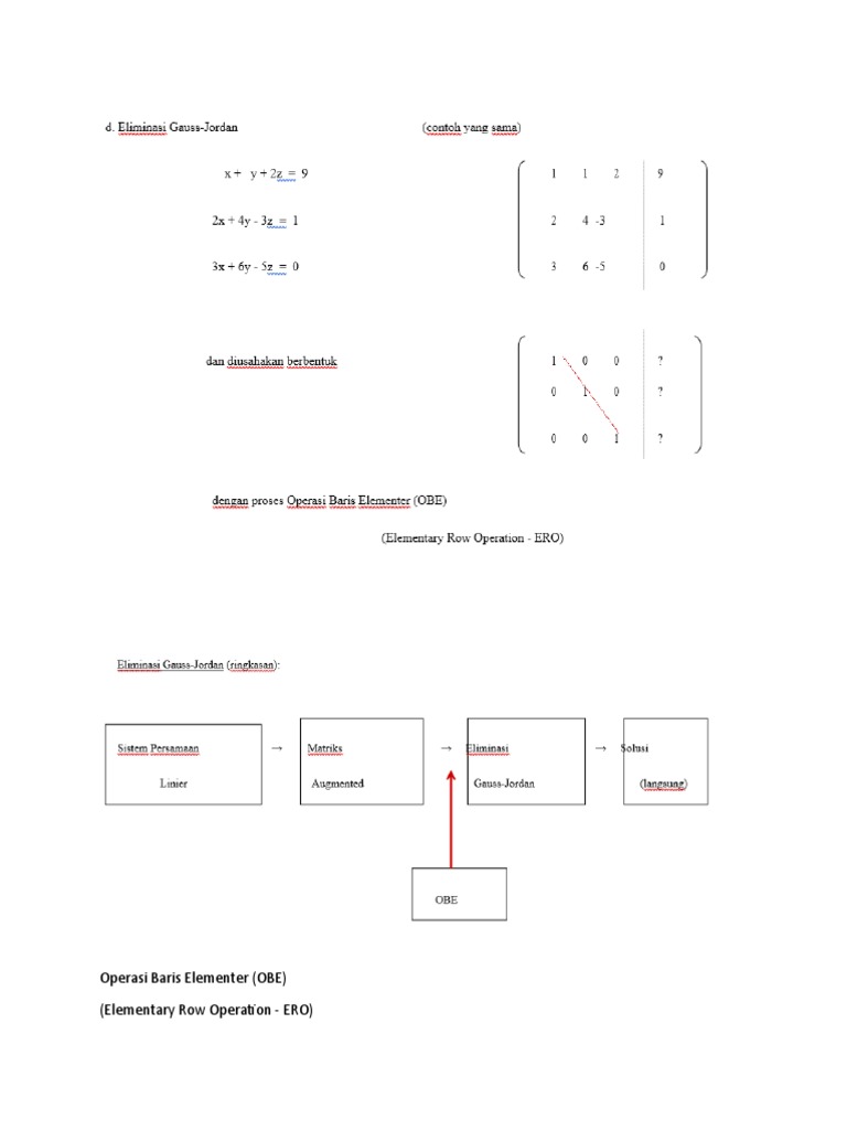 Operasi Baris Elementer (OBE) (Elementary Row Operation - ERO) | PDF