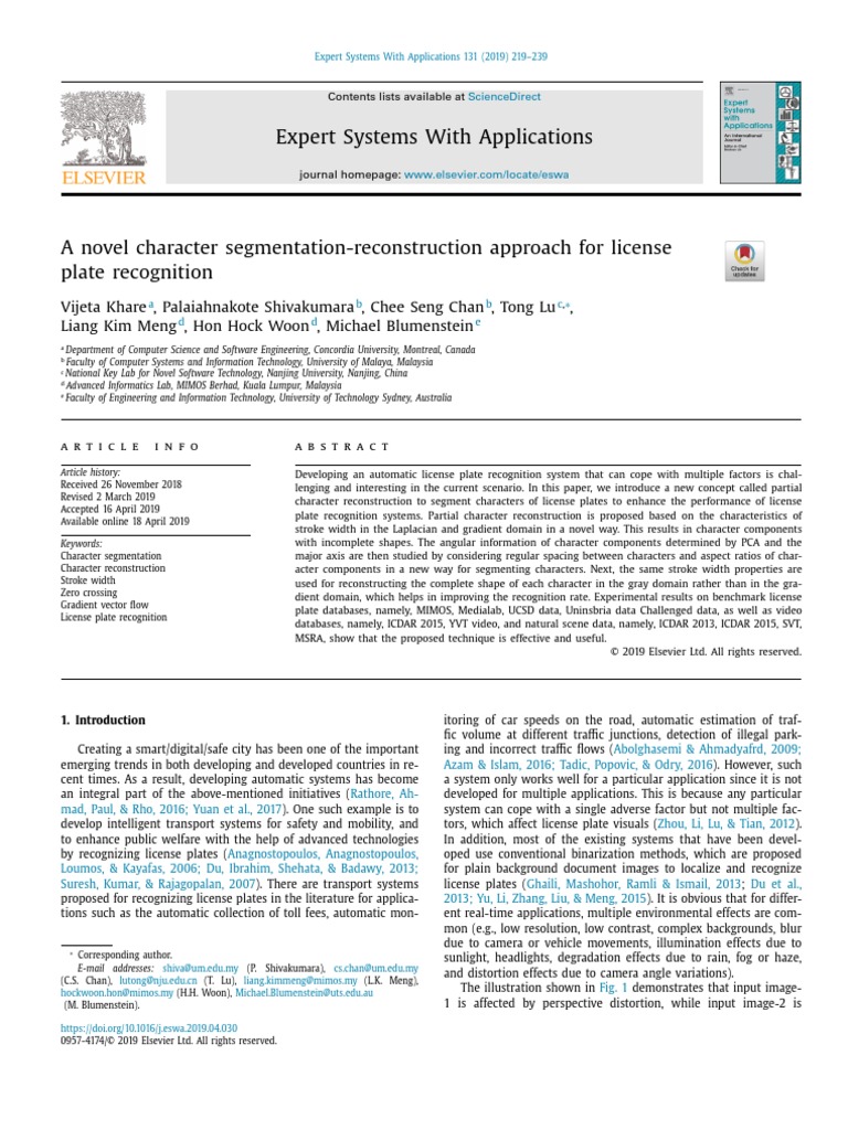 A Novel Character Segmentation Reconstruction Approach For License