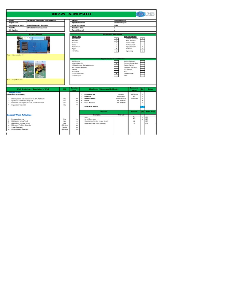 Final Job Plan Install Genset Last Revision | PDF | Crane (Machine ...